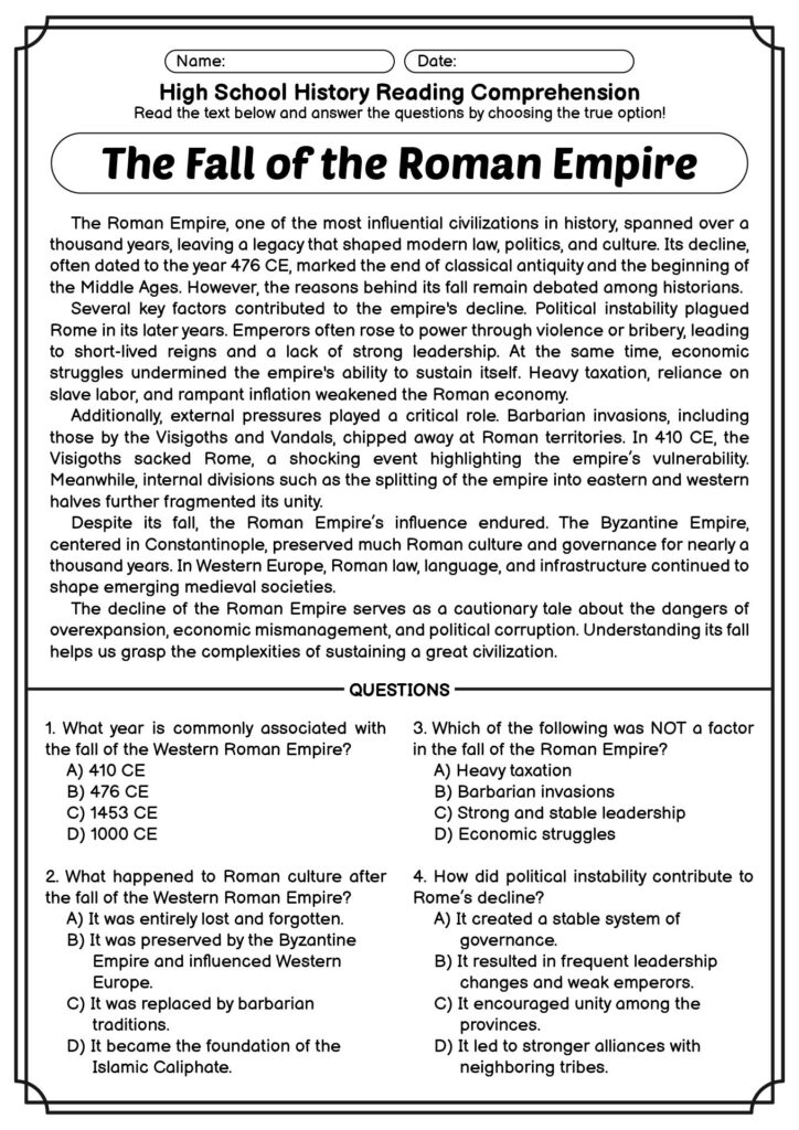 Art History Reading Comprehension Worksheets Pdf - Free Printable ...