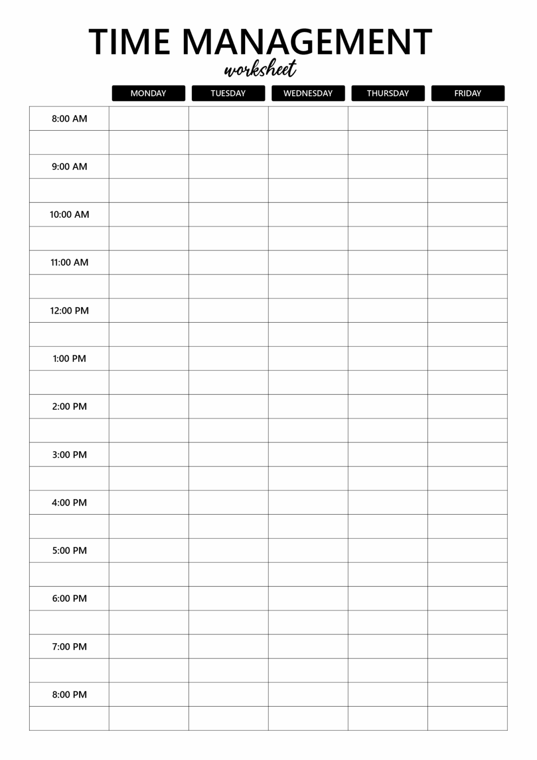 Free Printable Time Management Worksheets - Free Printable Worksheets