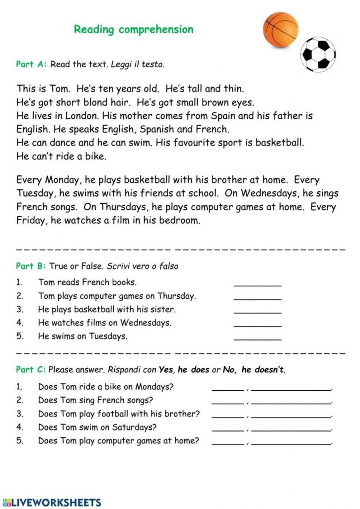 Esl Reading Comprehension Worksheets Doc - Free Printable Worksheets