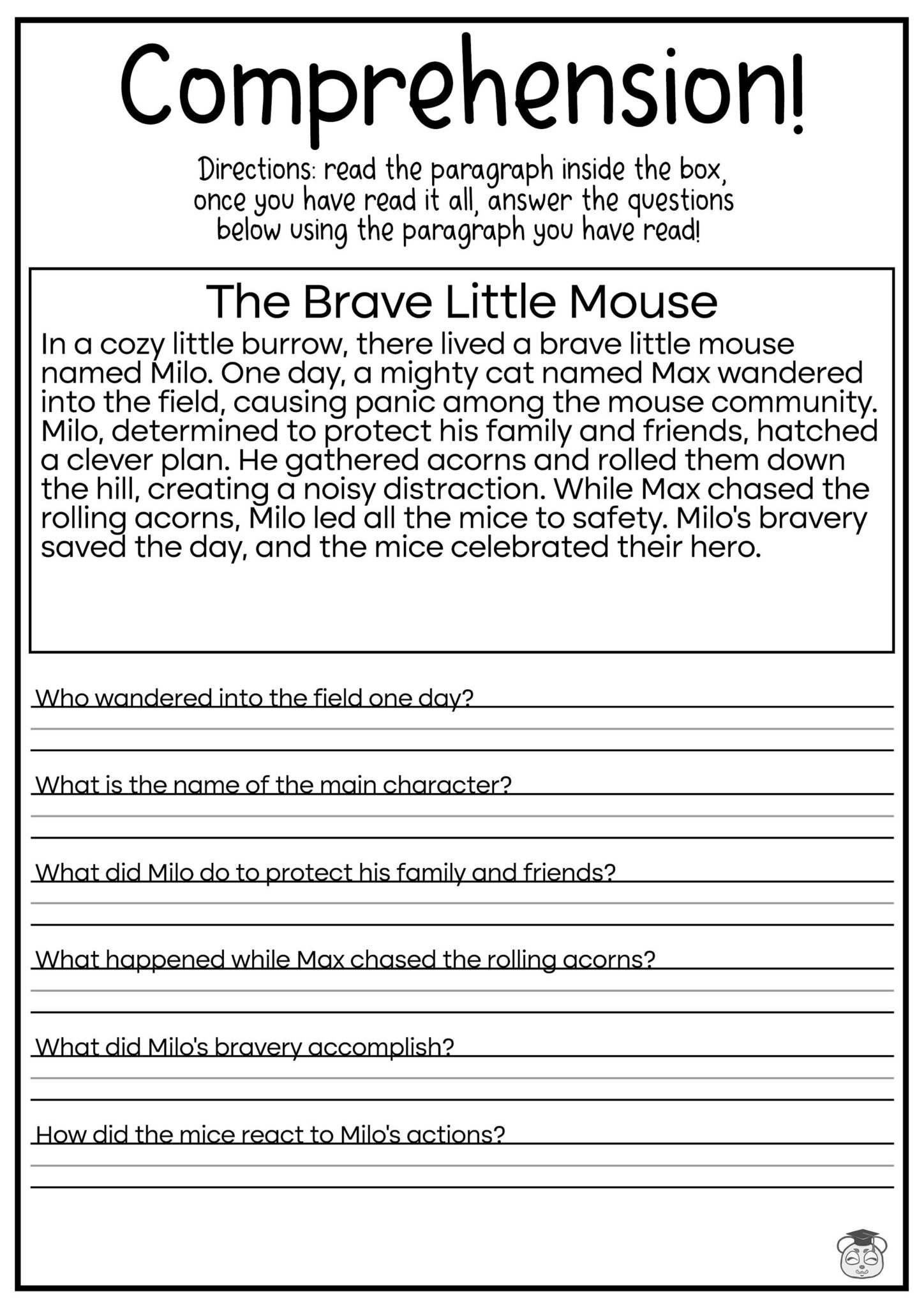 Grade 4 English Worksheets Reading Comprehension - Free Printable ...