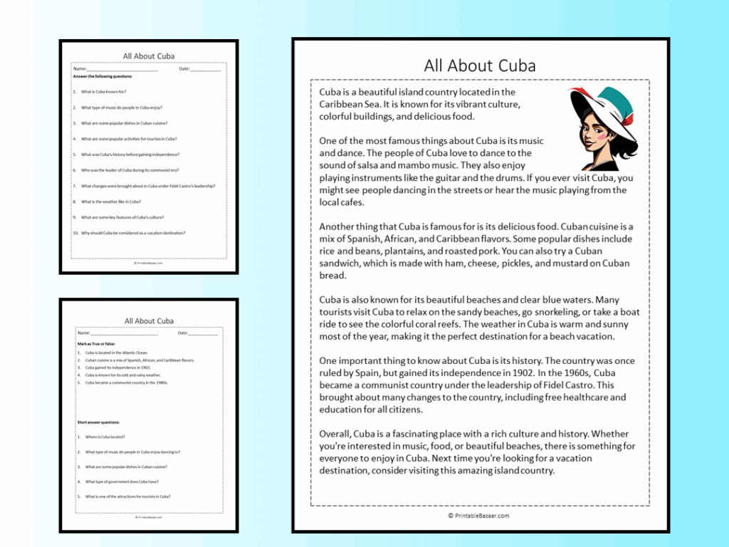 Caribbean Reading Comprehension Worksheets - Free Printable Worksheets