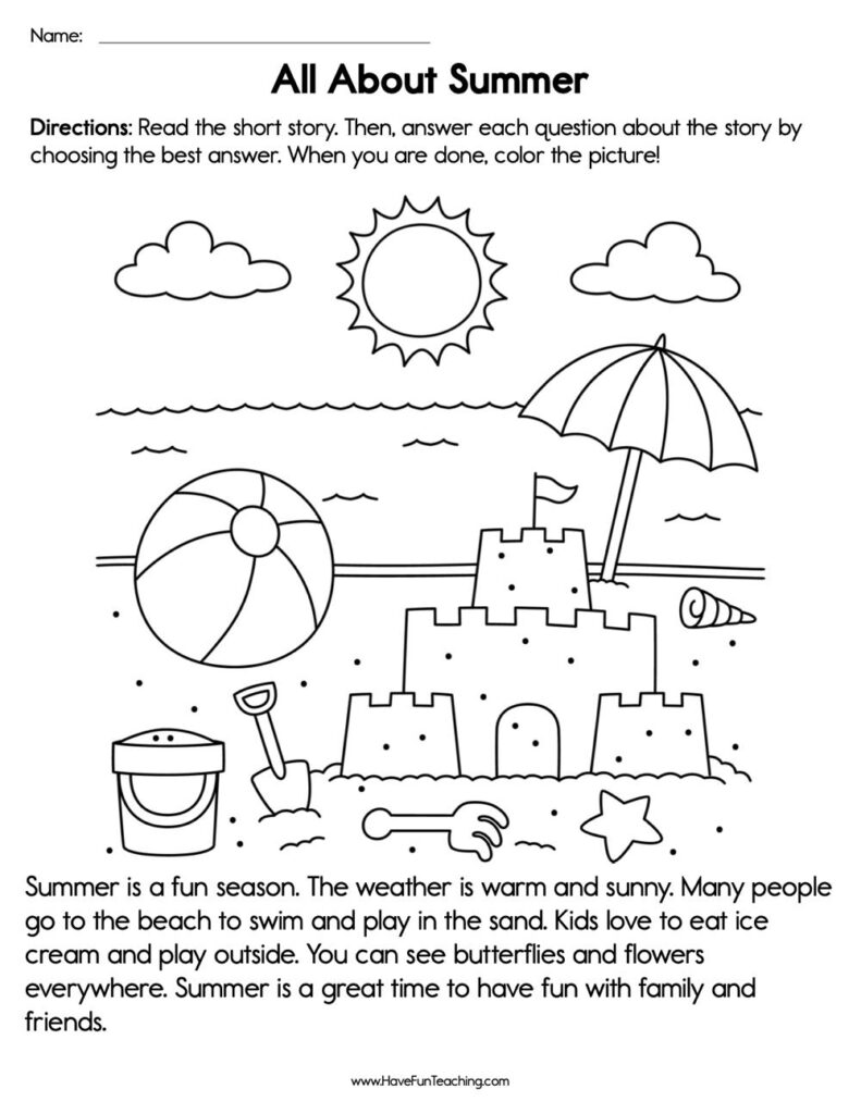 Free Summer Themed Reading Comprehension Worksheets - Free Printable ...