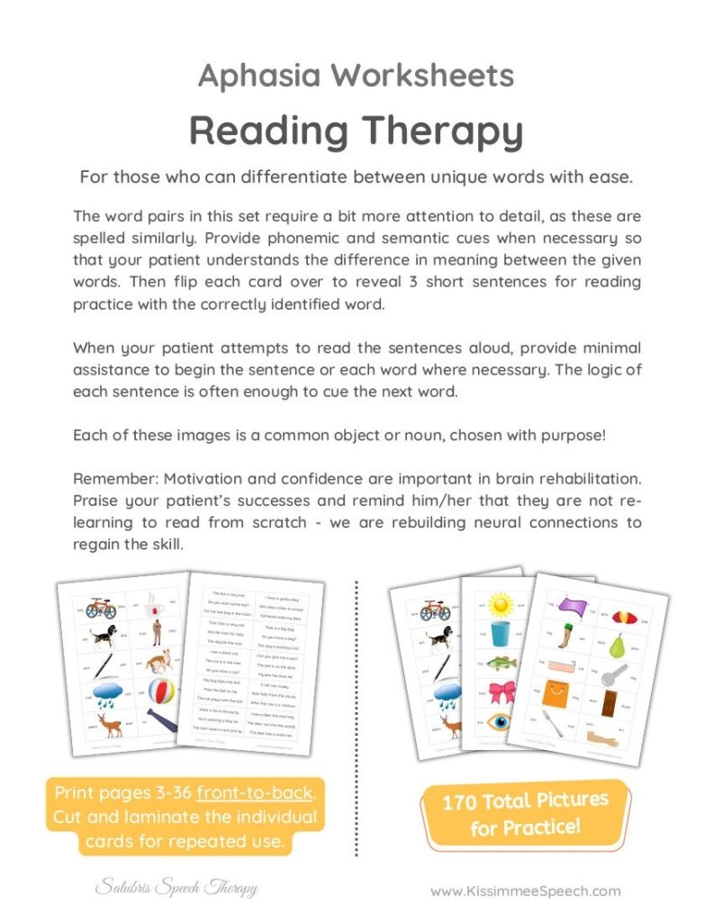 Aphasia Reading Comprehension Worksheets - Free Printable Worksheets