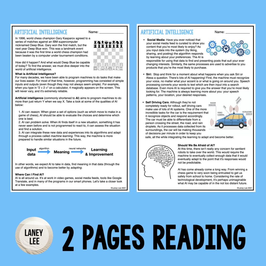 Artificial Intelligence Reading Comprehension Worksheets - Free ...