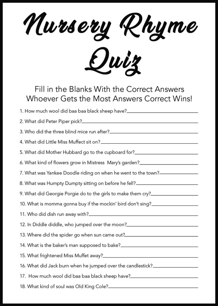 Free Printable Nursery Rhymes Worksheets Pdf - Free Printable Worksheets