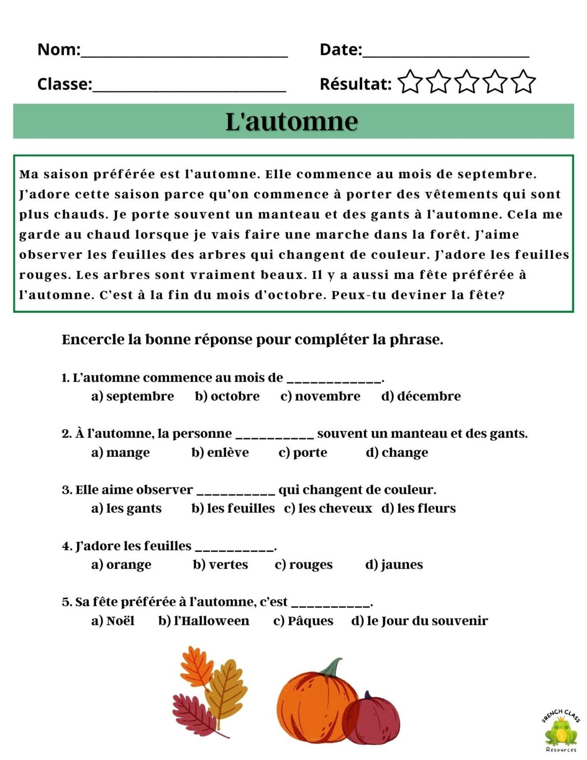 French Reading Comprehension Worksheets For Beginners - Free Printable ...