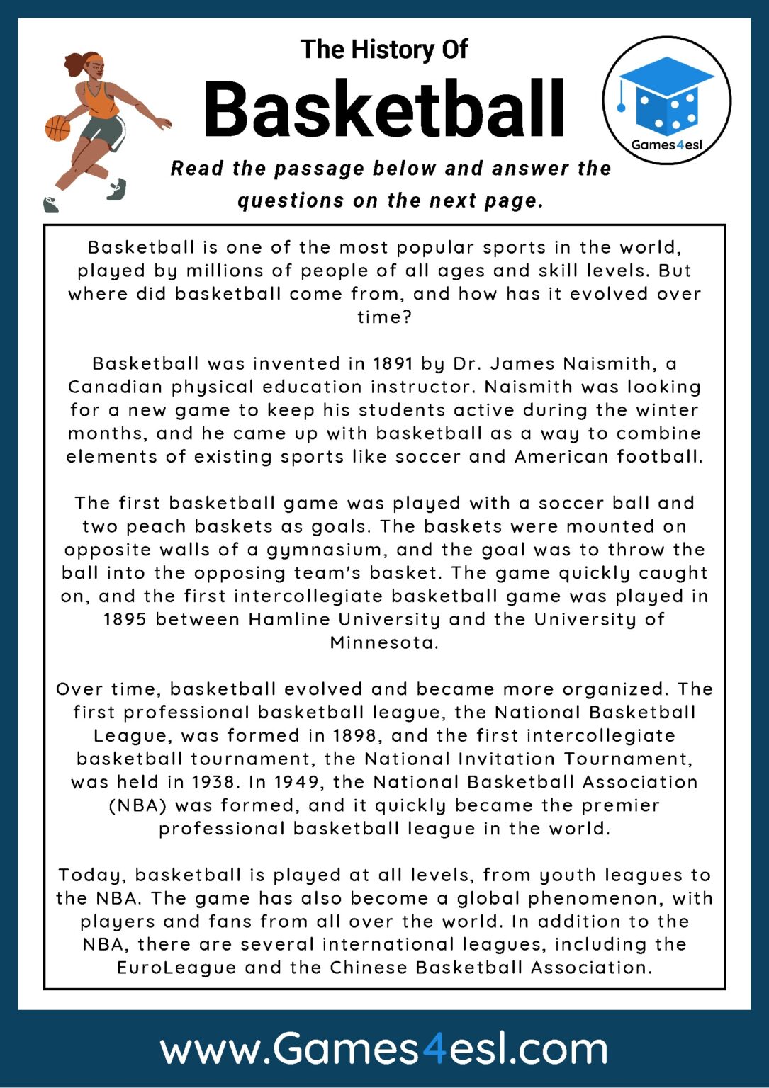 Basketball Reading Comprehension Worksheets Pdf - Free Printable Worksheets
