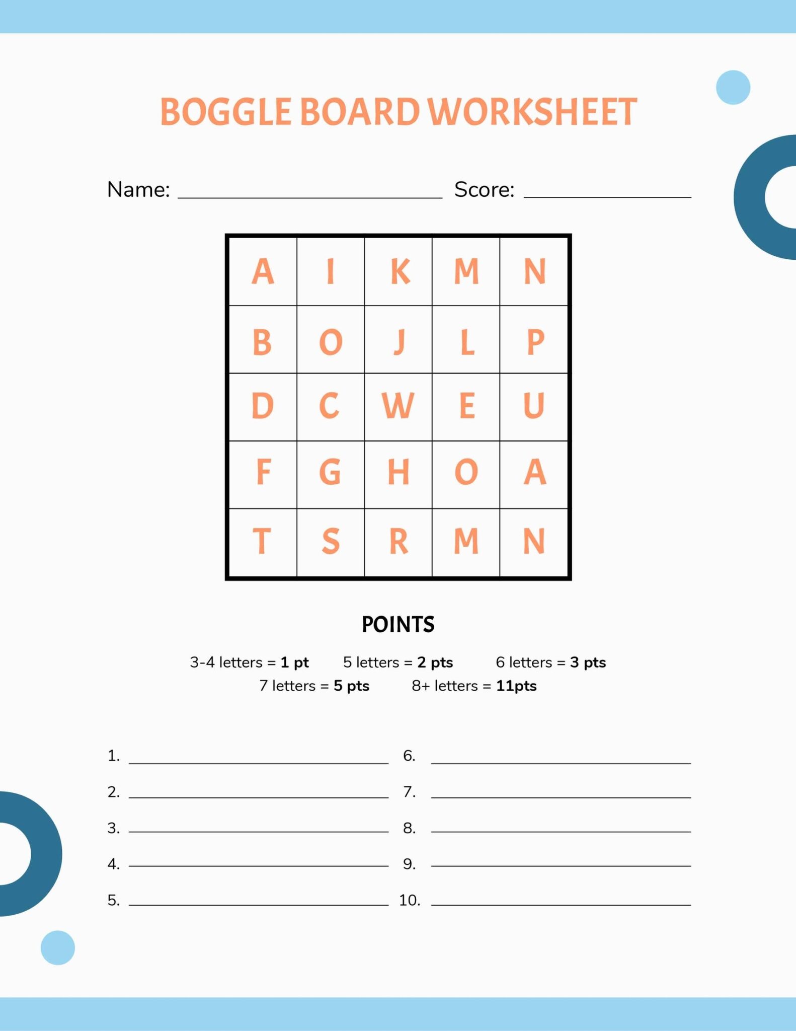 Boggle Gameboard Printable Worksheet Free - Free Printable Worksheets