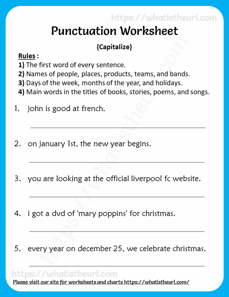 Free Printable Capitalization And Punctuation Worksheets - Free ...
