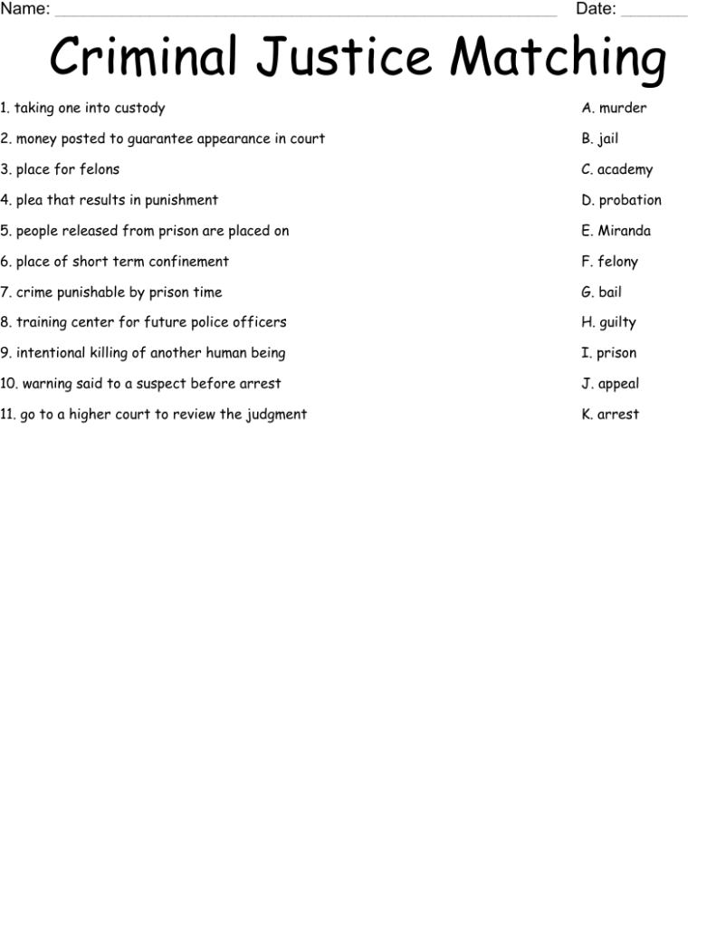 Free Printable Criminal Justice Worksheets - Free Printable Worksheets