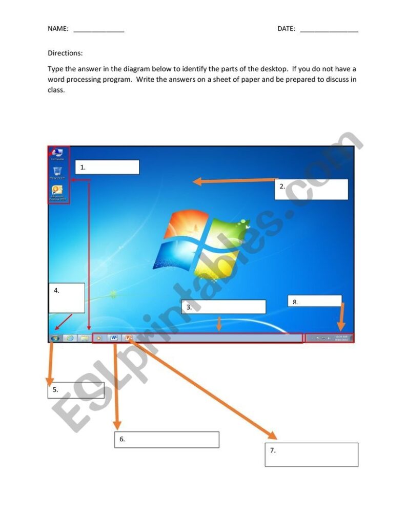 Free Printable Computer Worksheets Windows 7 - Free Printable Worksheets