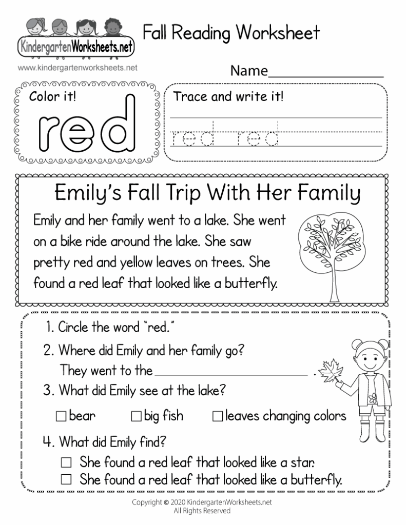 Free Printable Fall Reading Comprehension Worksheets - Free Printable ...