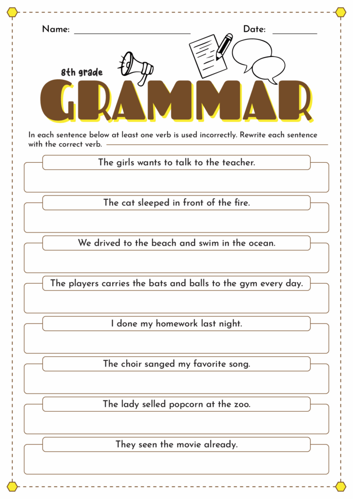Free Printable 8th Grade Grammar Worksheets - Free Printable Worksheets
