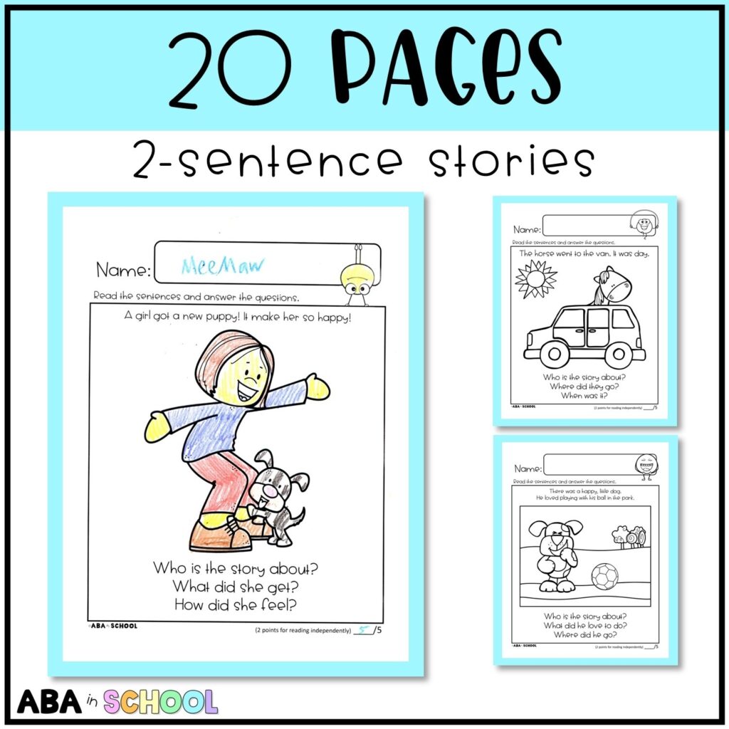 Free Special Education Reading Comprehension Worksheets - Free ...