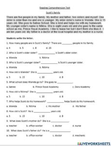 Easy Multiple Choice Reading Comprehension Worksheets - Free Printable ...