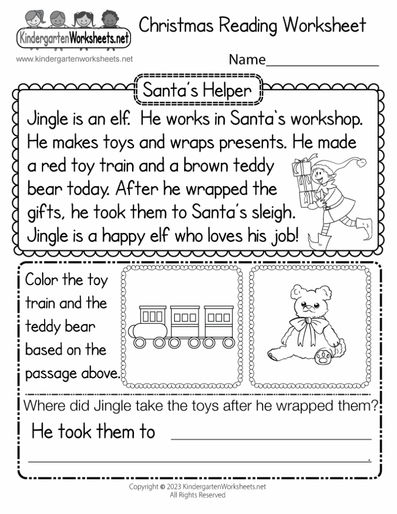 Free Printable Christmas Worksheets Reading Comprehension - Free ...