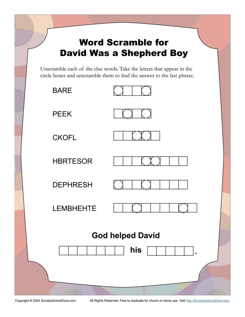 Free Printable David Worksheets For Kids - Free Printable Worksheets