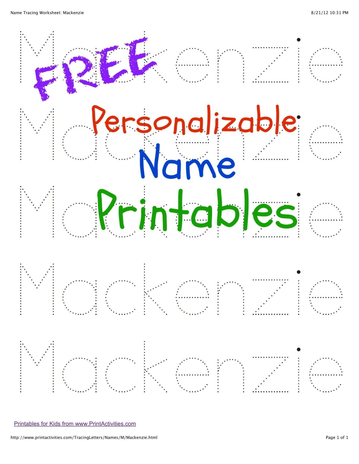 Free Printable Name Handwriting Worksheets - Free Printable Worksheets