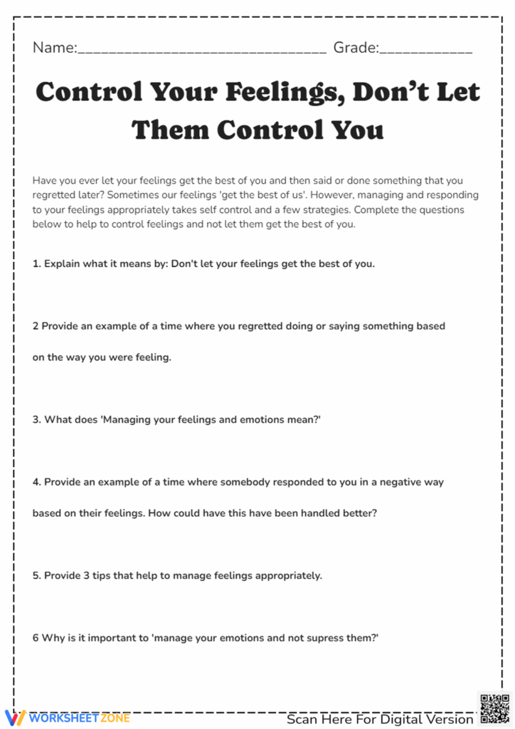 Free Printable Impulse Control Worksheets Printable - Free Printable ...