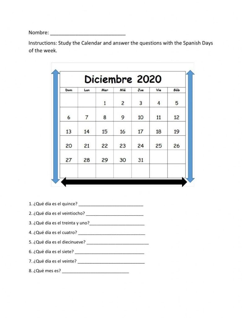 Free Printable Spanish Calendar Worksheets - Free Printable Worksheets