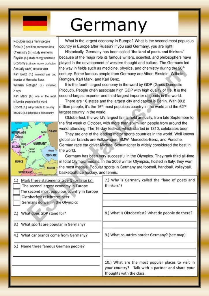 German Reading Comprehension Worksheets Pdf - Free Printable Worksheets