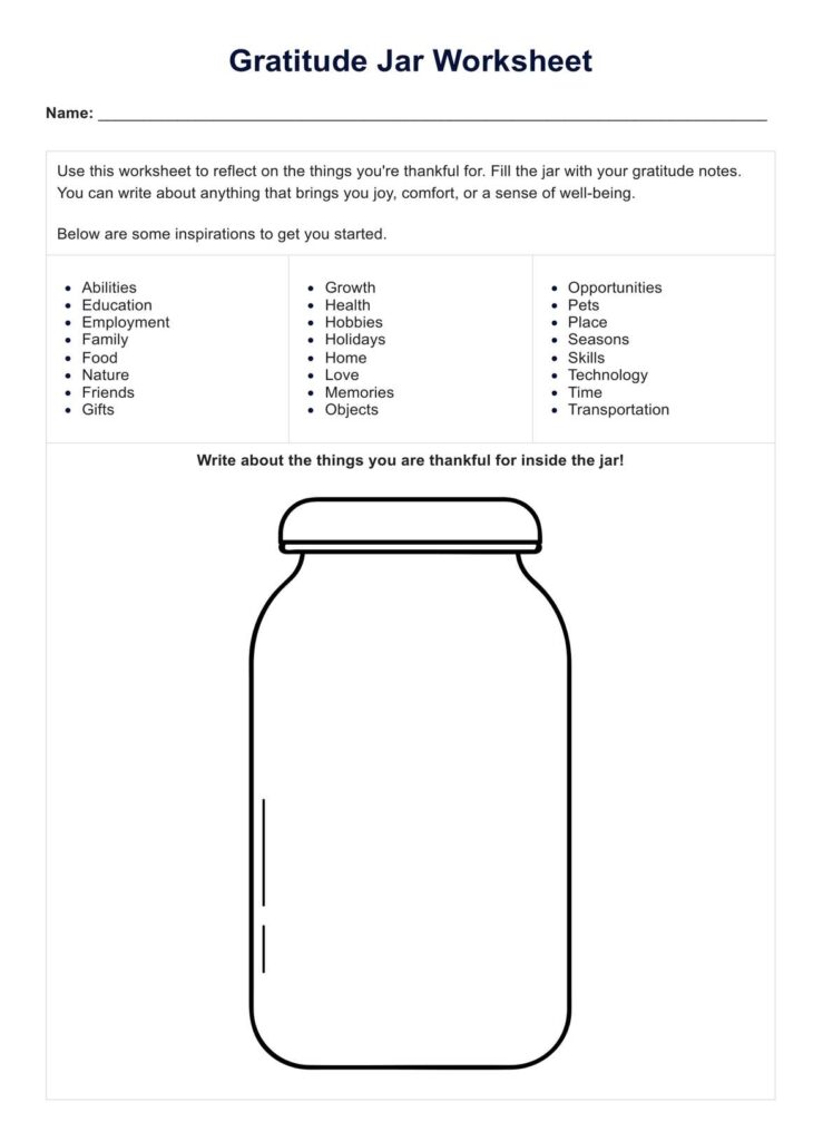 Free Printable Jar Of Life Worksheet - Free Printable Worksheets