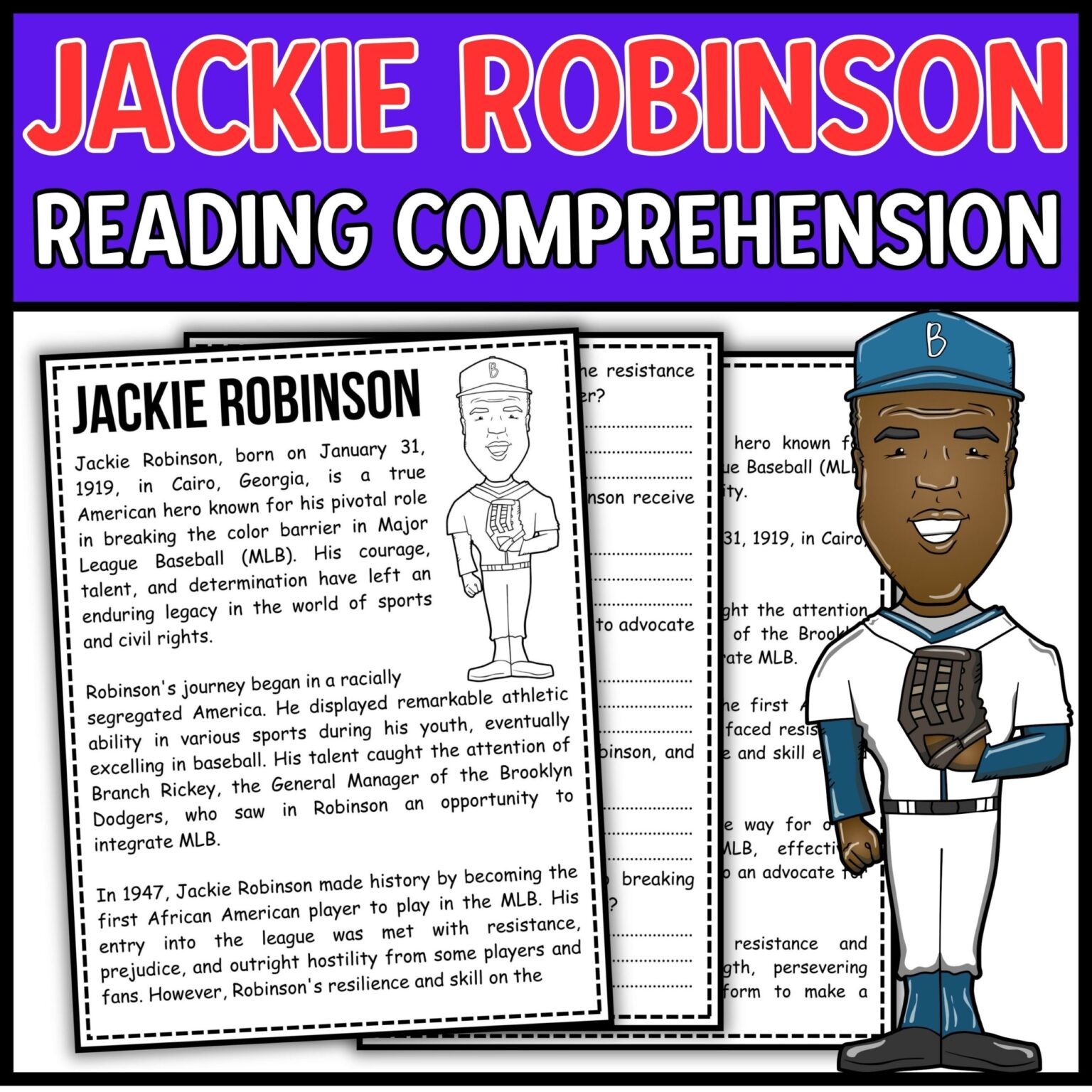 Free Jackie Robinson Reading Comprehension Worksheets - Free Printable ...