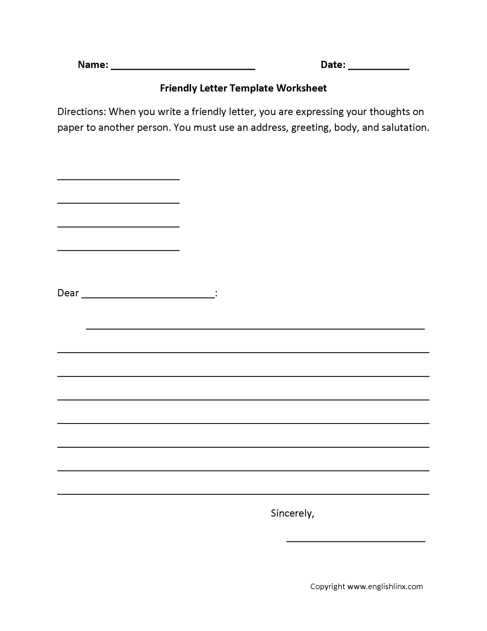 Free Printable Friendly Letter Writing Worksheets - Free Printable ...