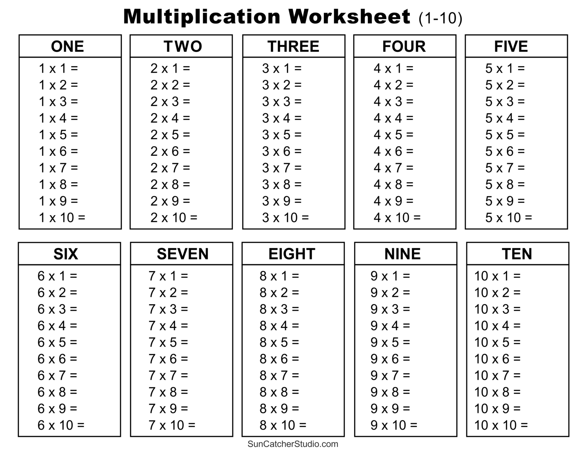 Free Time Tables Worksheets Printable - Free Printable Worksheets