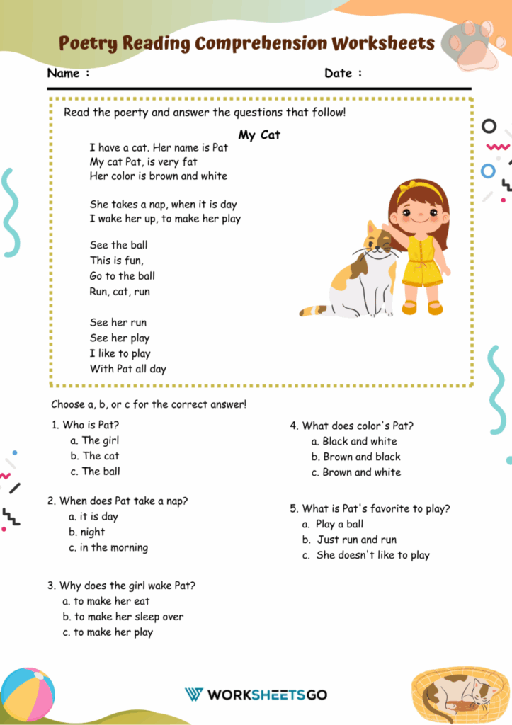 3rd Grade Poetry Reading Comprehension Worksheets - Free Printable ...