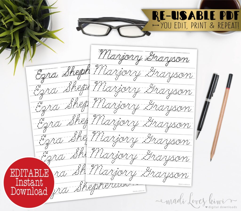 Free Printable Cursive Name Handwriting Worksheets - Free Printable ...