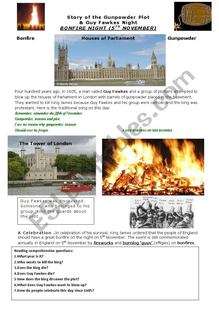 Bonfire Night Reading Comprehension Worksheets - Free Printable Worksheets