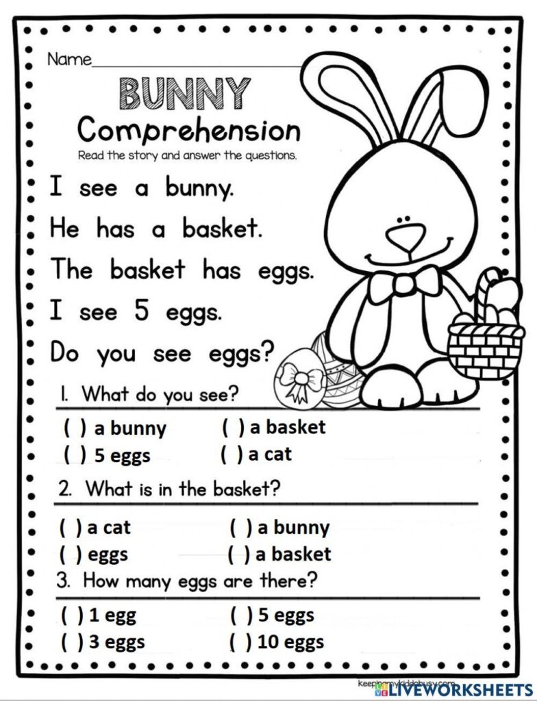 Bunny Reading Comprehension Worksheets - Free Printable Worksheets