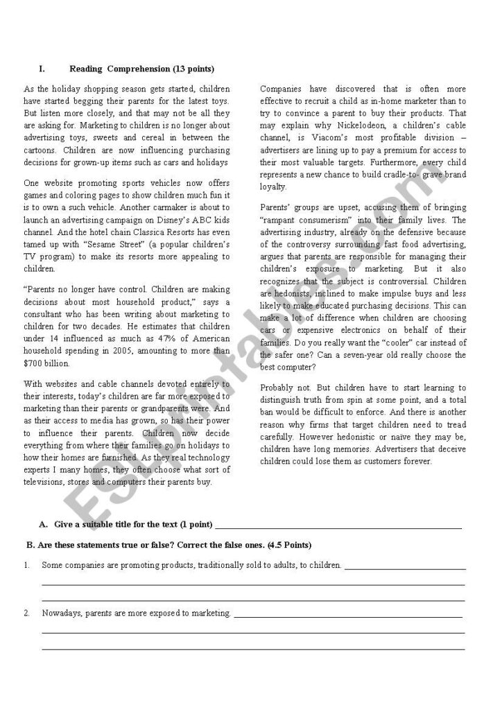 Business Reading Comprehension Worksheets - Free Printable Worksheets