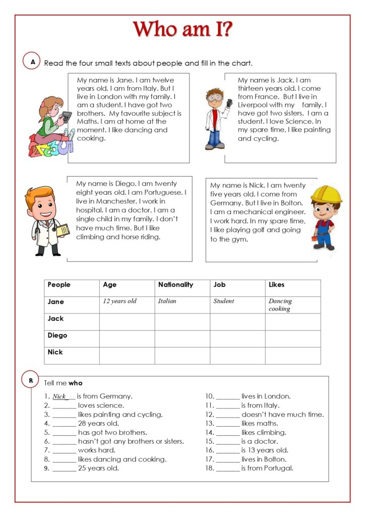 Esl Basic Reading Comprehension Worksheets - Free Printable Worksheets
