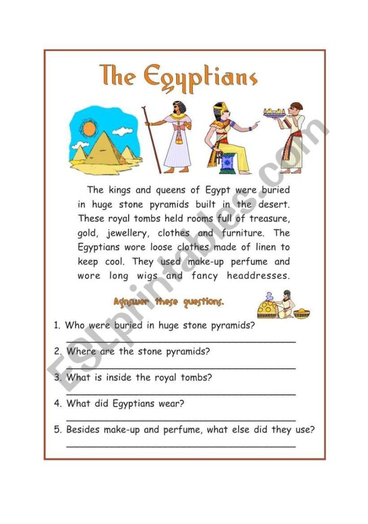 Egypt Reading Comprehension Worksheets - Free Printable Worksheets