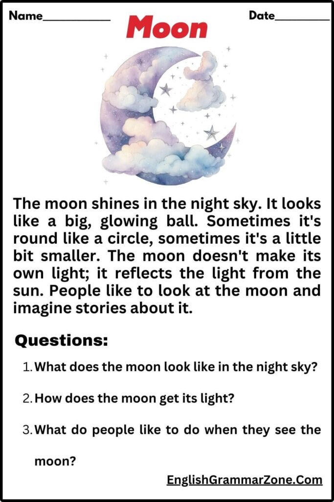 Esl Worksheets The Moon Reading Comprehension - Free Printable Worksheets