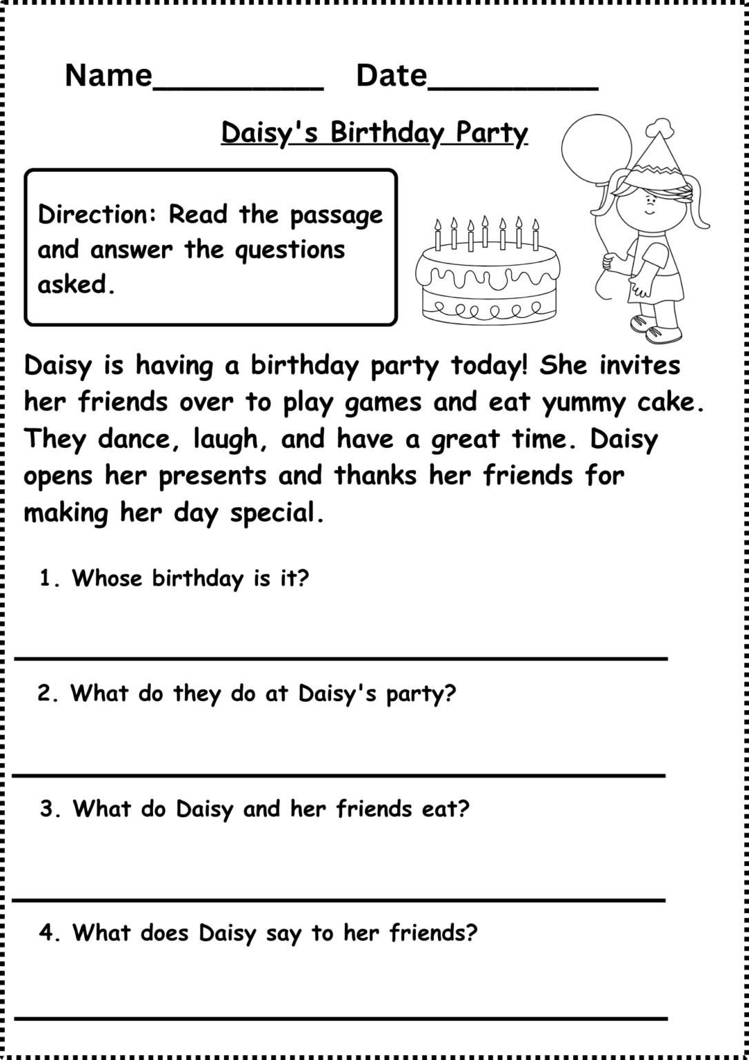 Grade One Reading Comprehension Worksheets - Free Printable Worksheets
