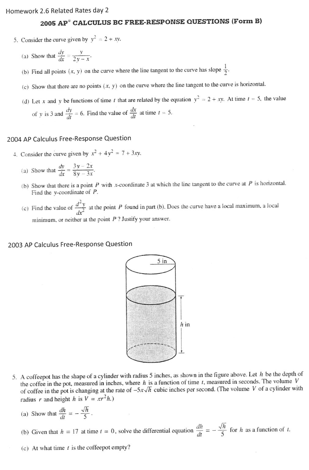 Free Printable Worksheets Calculus Related Rates - Free Printable ...