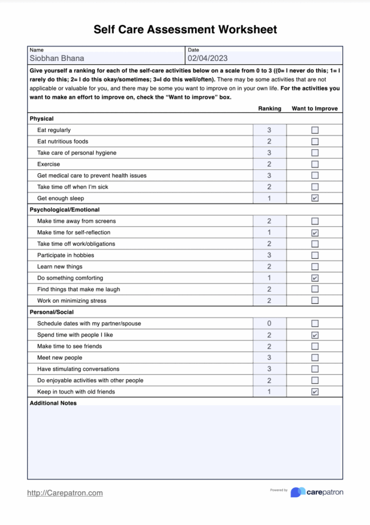 Free Printable Self Care Assessment Worksheet - Free Printable Worksheets