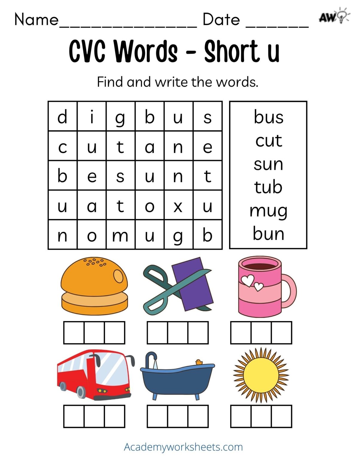 Free Printable Short U Worksheets - Free Printable Worksheets