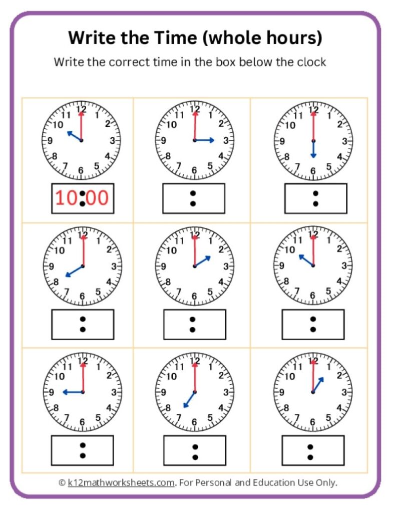 Free Printable Clock Worksheets 1st Grade - Free Printable Worksheets