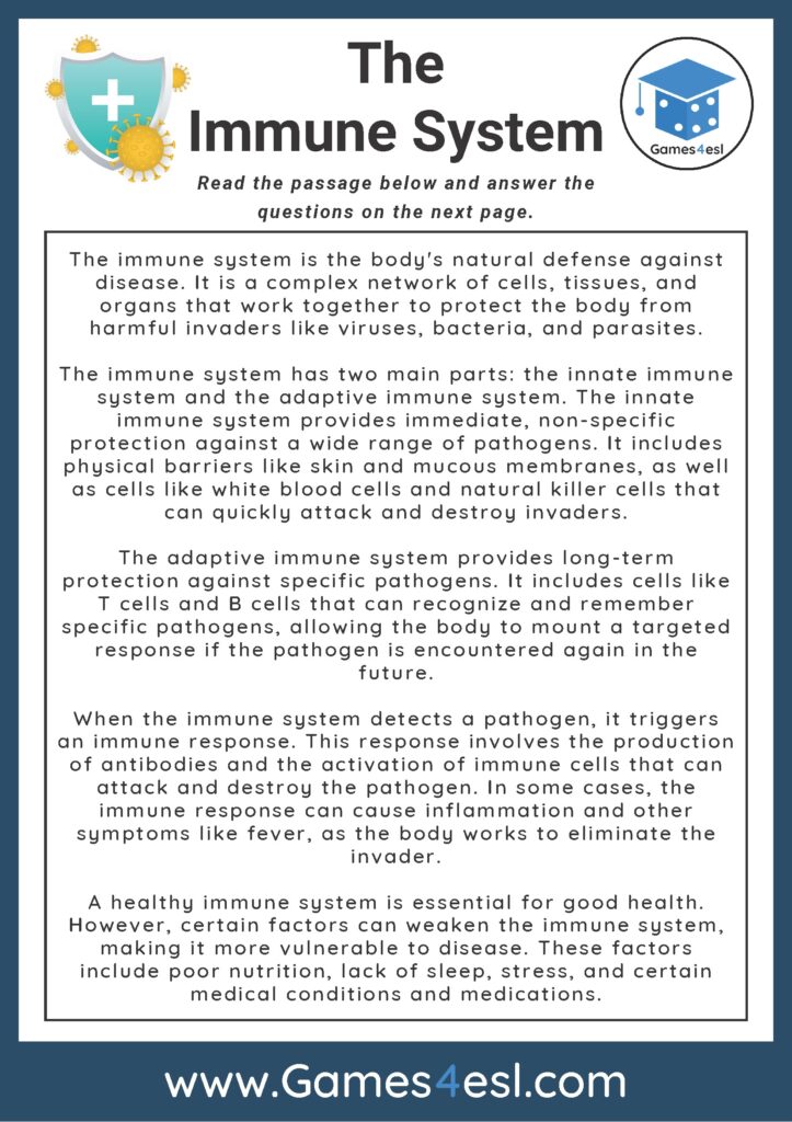 Free Printable Immune System Worksheet Pdf - Free Printable Worksheets