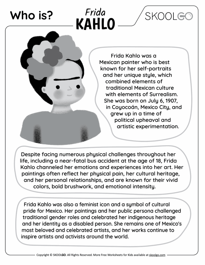 Frida Kahlo Reading Comprehension Worksheet - Free Printable Worksheets