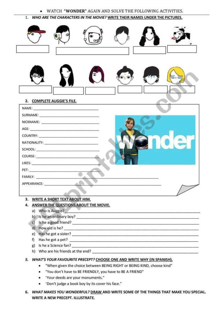 Wonder Free Printable Worksheets - Free Printable Worksheets